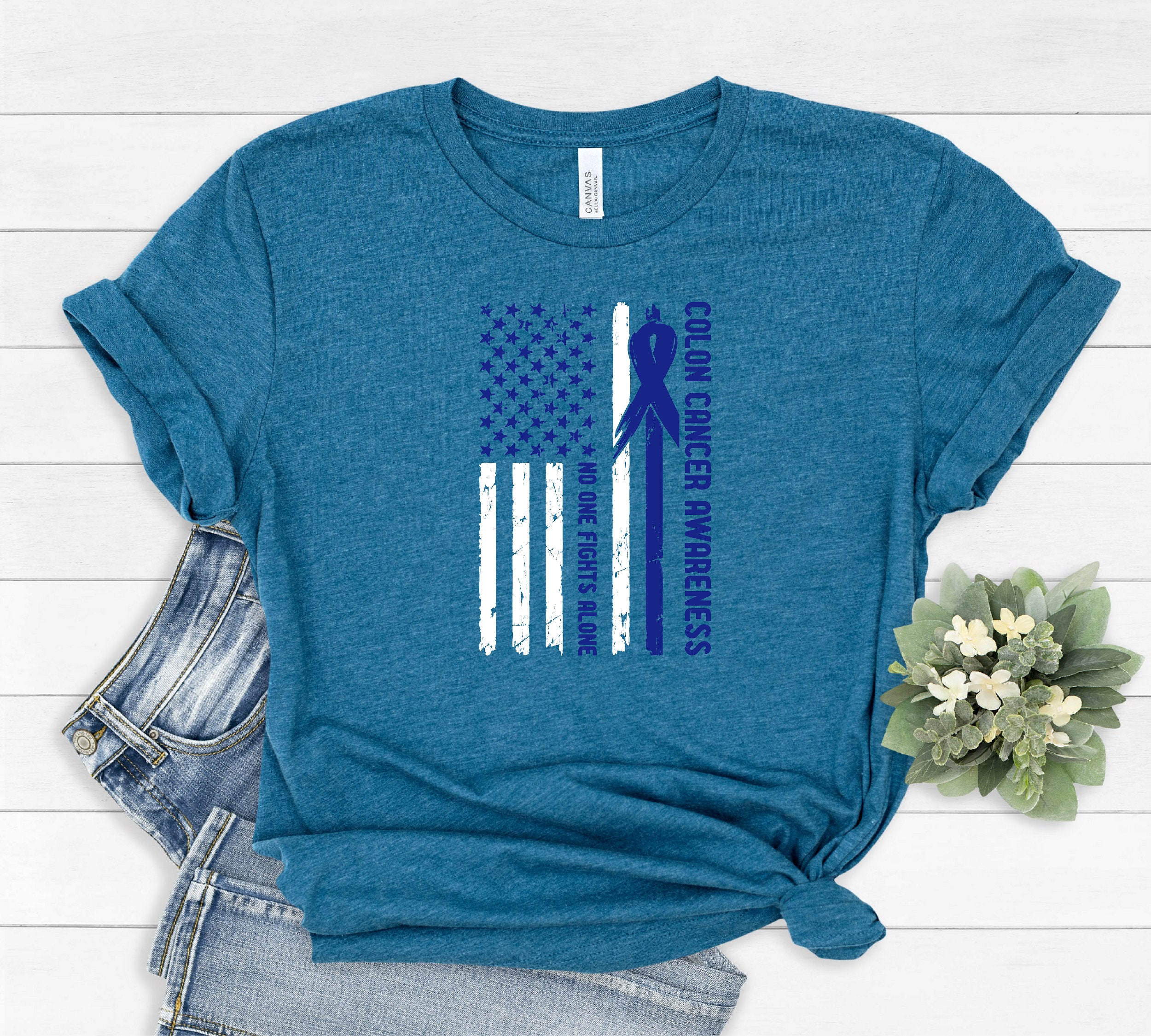 Colon Cancer Shirt, No One Fights Alone Shirt, Colon Cancer Awareness ...