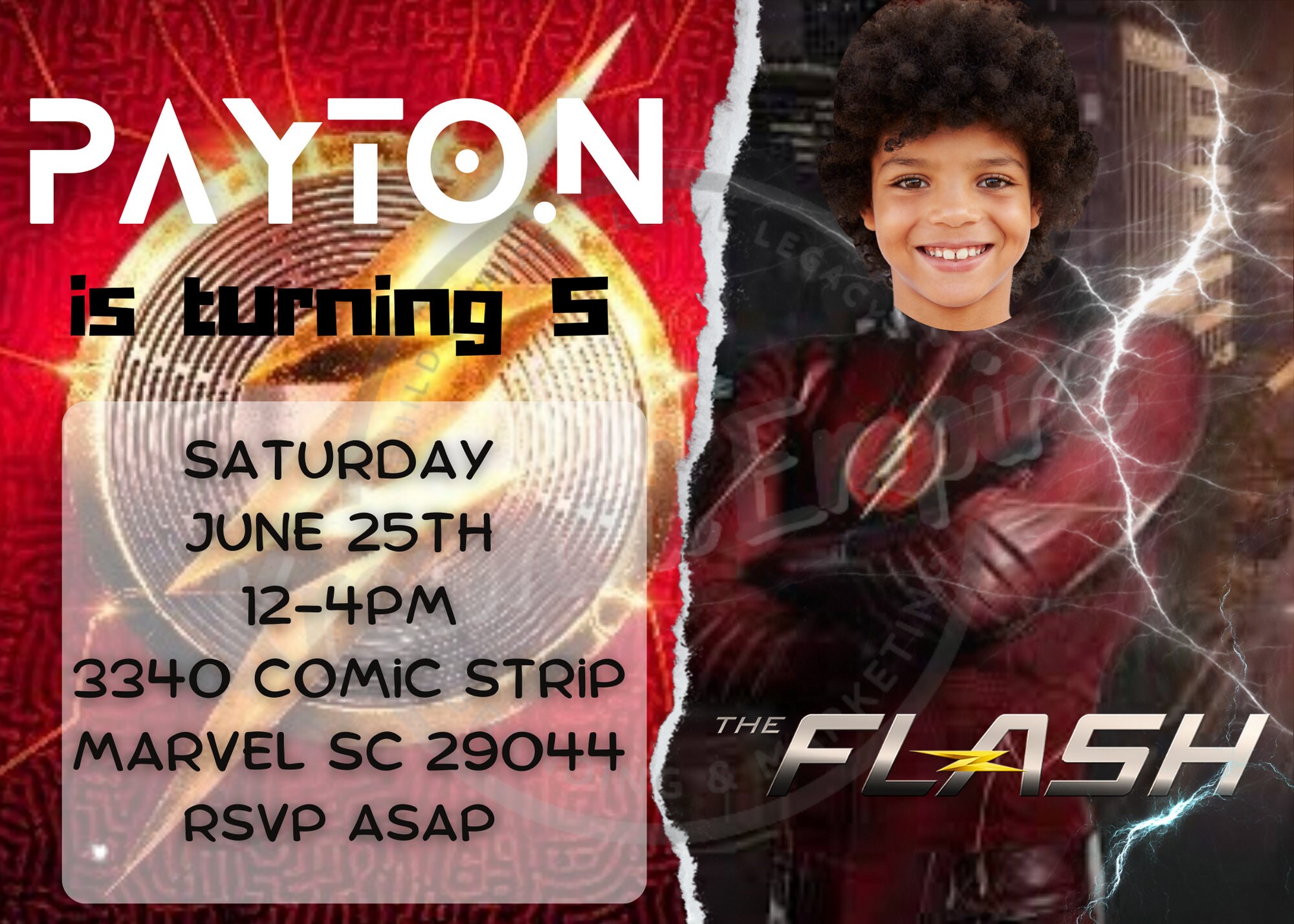 Flash Birthday Invitation, DIY Boy Birthday Invite, Hero Birthday ...