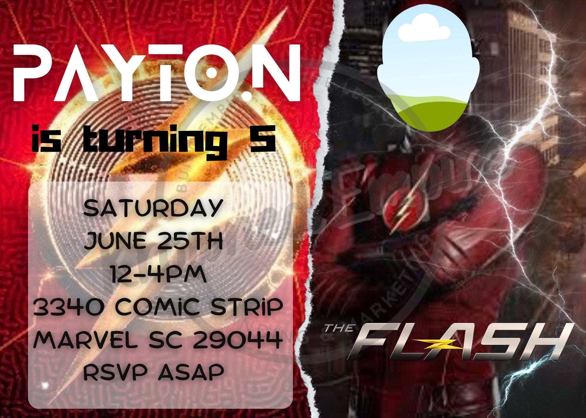 Flash Birthday Invitation, DIY Boy Birthday Invite, Hero Birthday ...