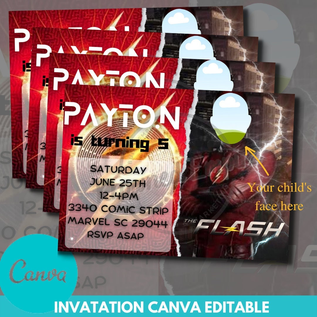 Flash Birthday Invitation, DIY Boy Birthday Invite, Hero Birthday ...