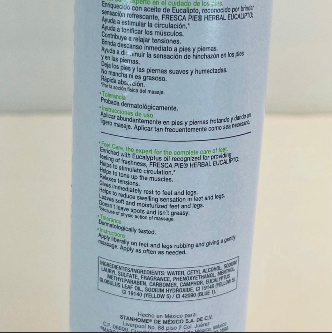 Stanhome Fresca Pie Eucalyptus Foot and Legs Lotion - Etsy