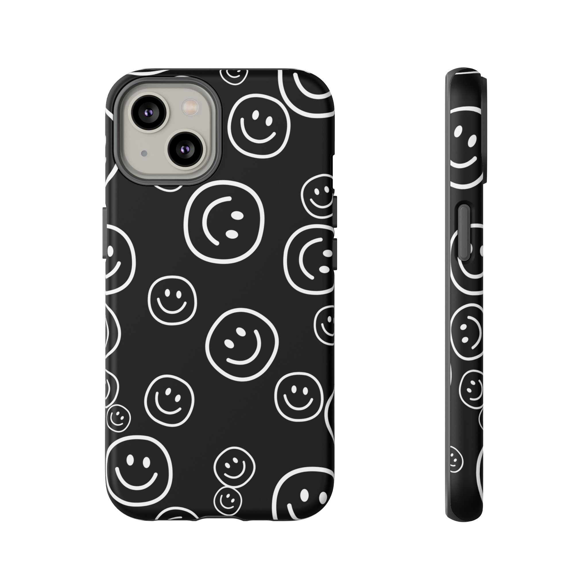 Black and White Smiley Face Tough Polycarbonate Phone Case for iPhone ...