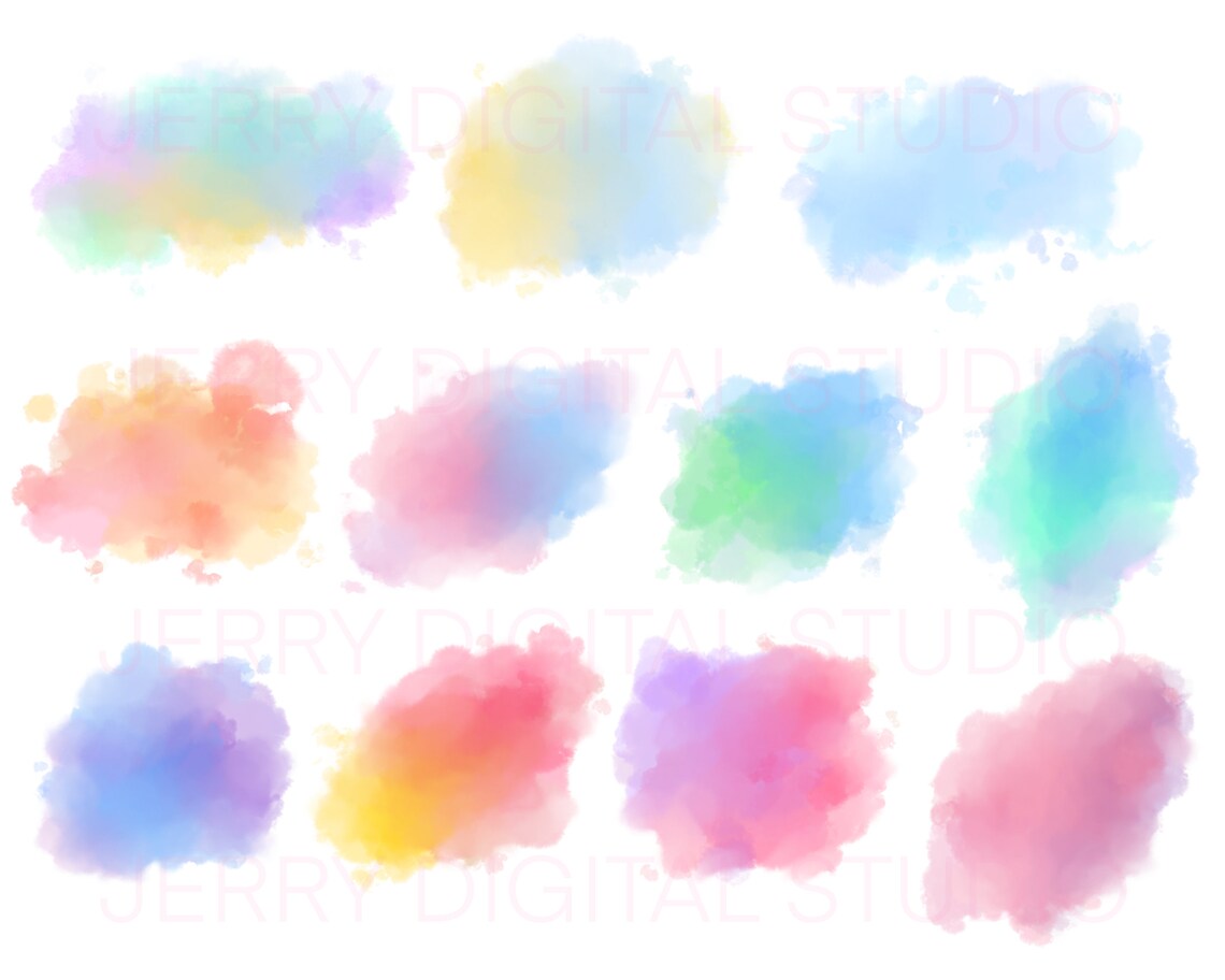 Watercolor Clipart/ Rainbow Watercolor Splash Clipart Artistic - Etsy