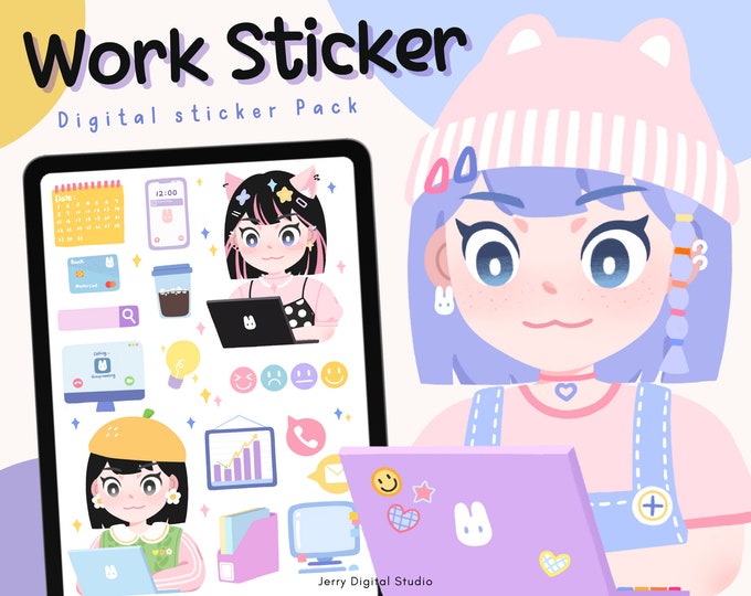 Work Digital Stickers Goodnotes Sticker Cute Sticker Planner Sticker ...