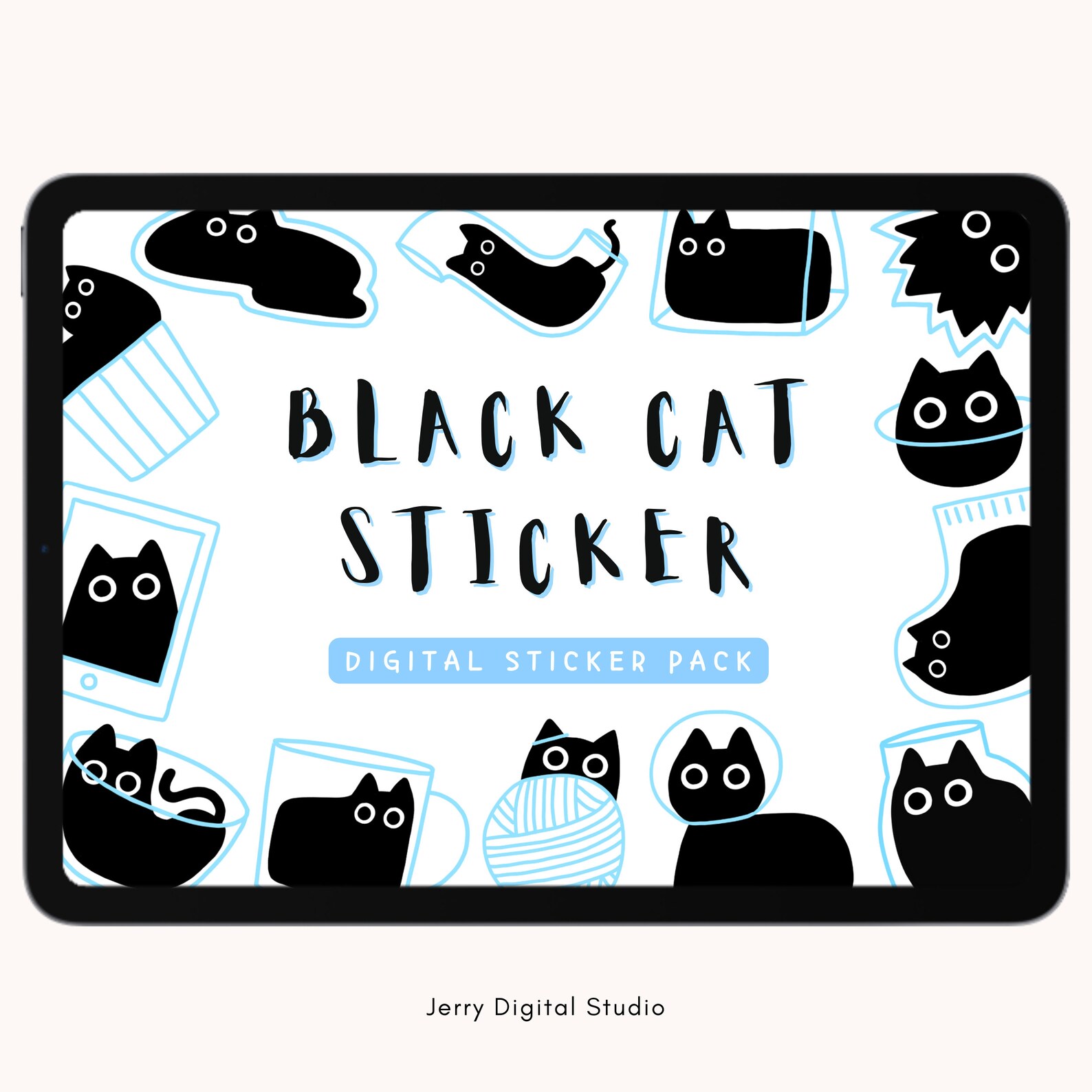 Black Cat Digital Sticker Pack | Cute Sticker | Planner Sticker ...