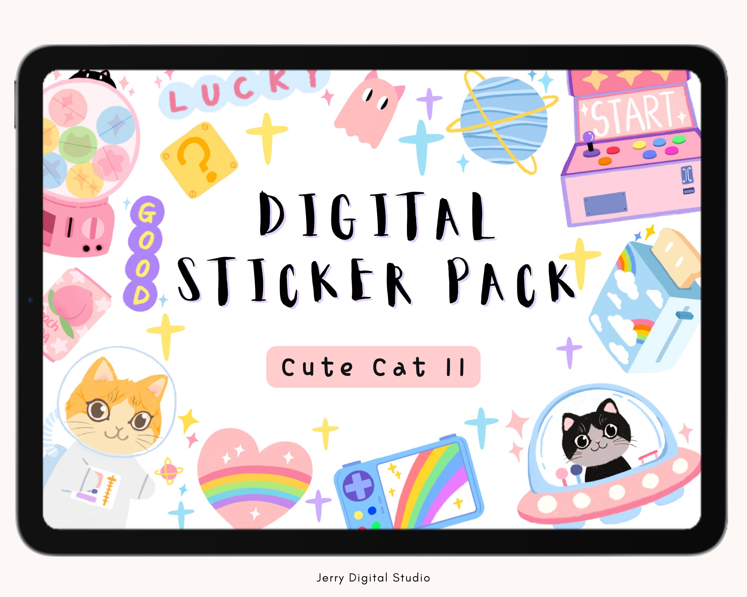 Cute Cat Digital Sticker Pack Kawaii Sticker Planner - Etsy