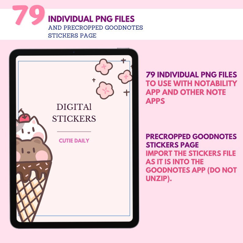 Cute Daily Digital Stickers |goodnotes Digital Sticker |kawaii Sticker ...