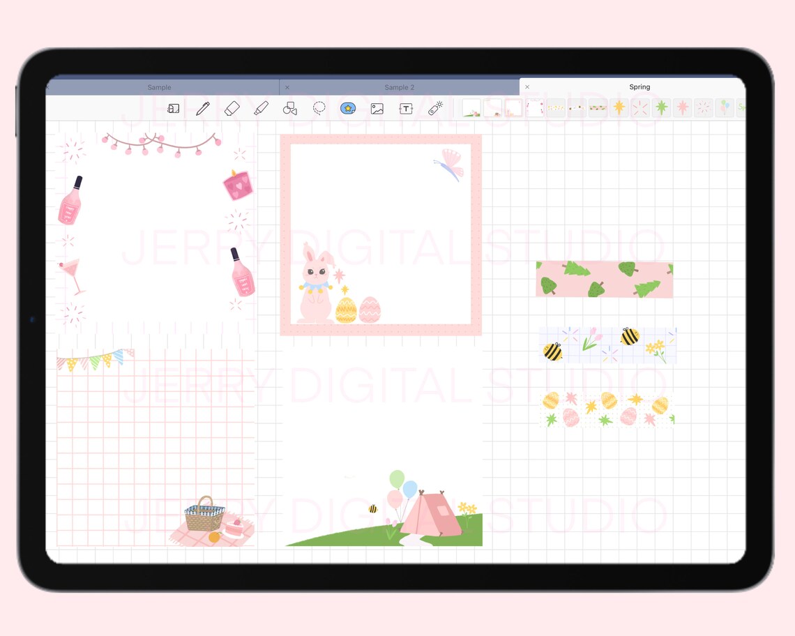Cute Spring Digital Stickers | Planner Illustrations (goodnotes PNG) - Etsy