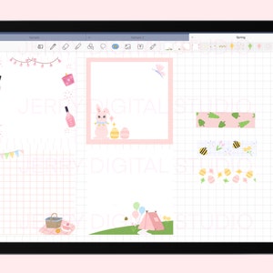 Cute Spring Digital Stickers | Planner Illustrations (goodnotes PNG) - Etsy