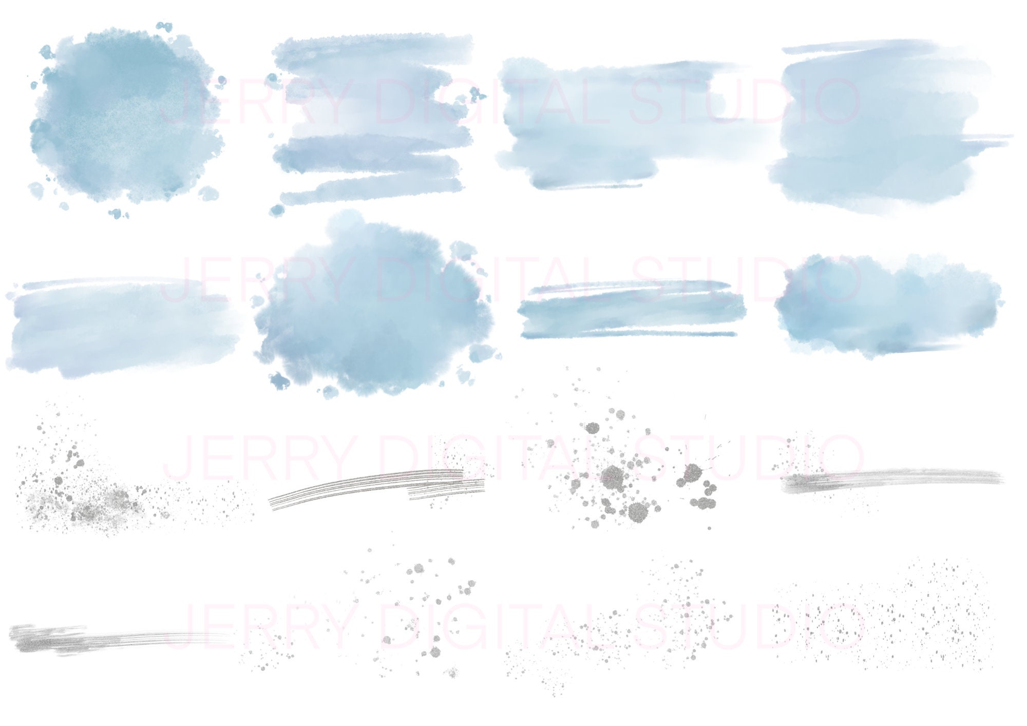 Watercolor Blue Clipart/ Watercolor Splash Clipart Artistic Abstract ...