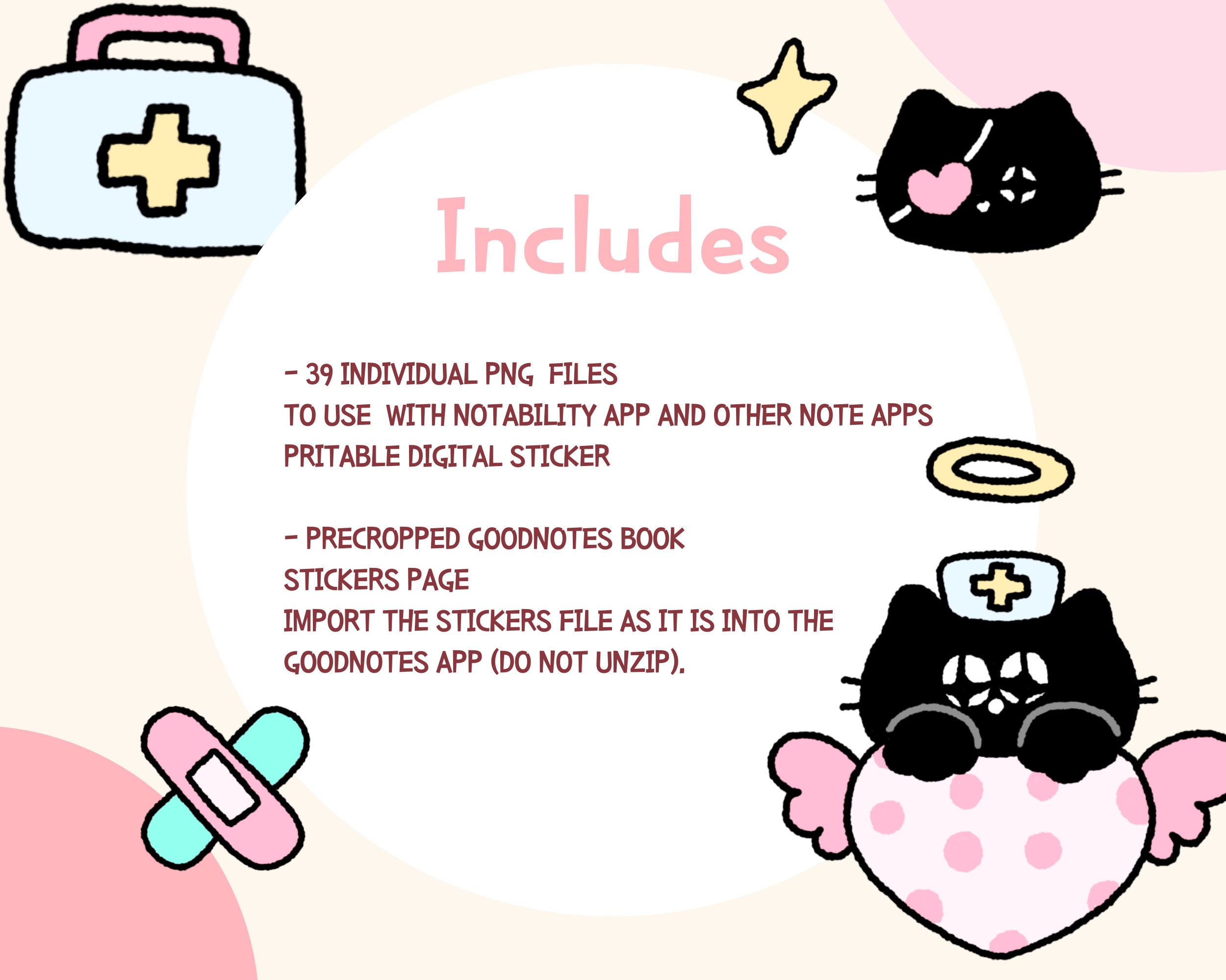 Medical Digital Stickers | Sick Day | Goodnotes Stickers | Cute Hand ...