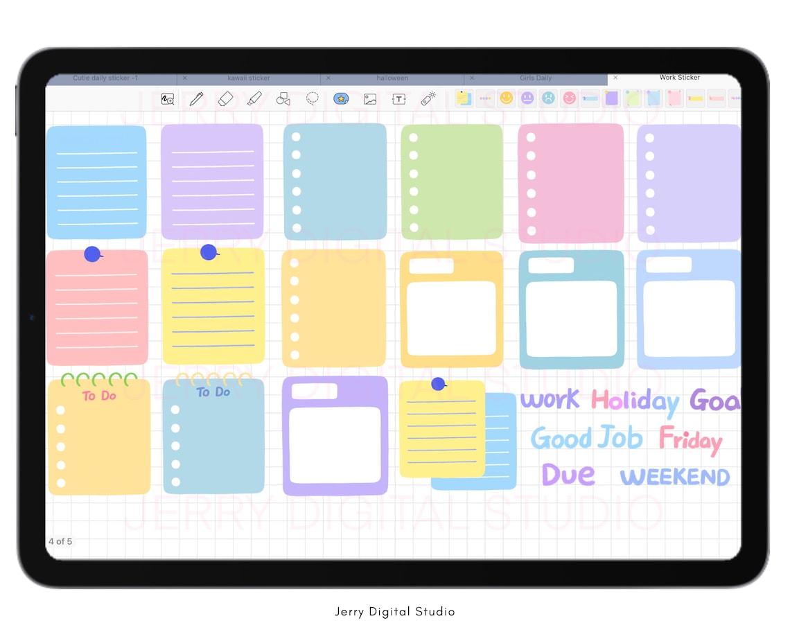 Work Digital Stickers Goodnotes Sticker Cute Sticker - Etsy