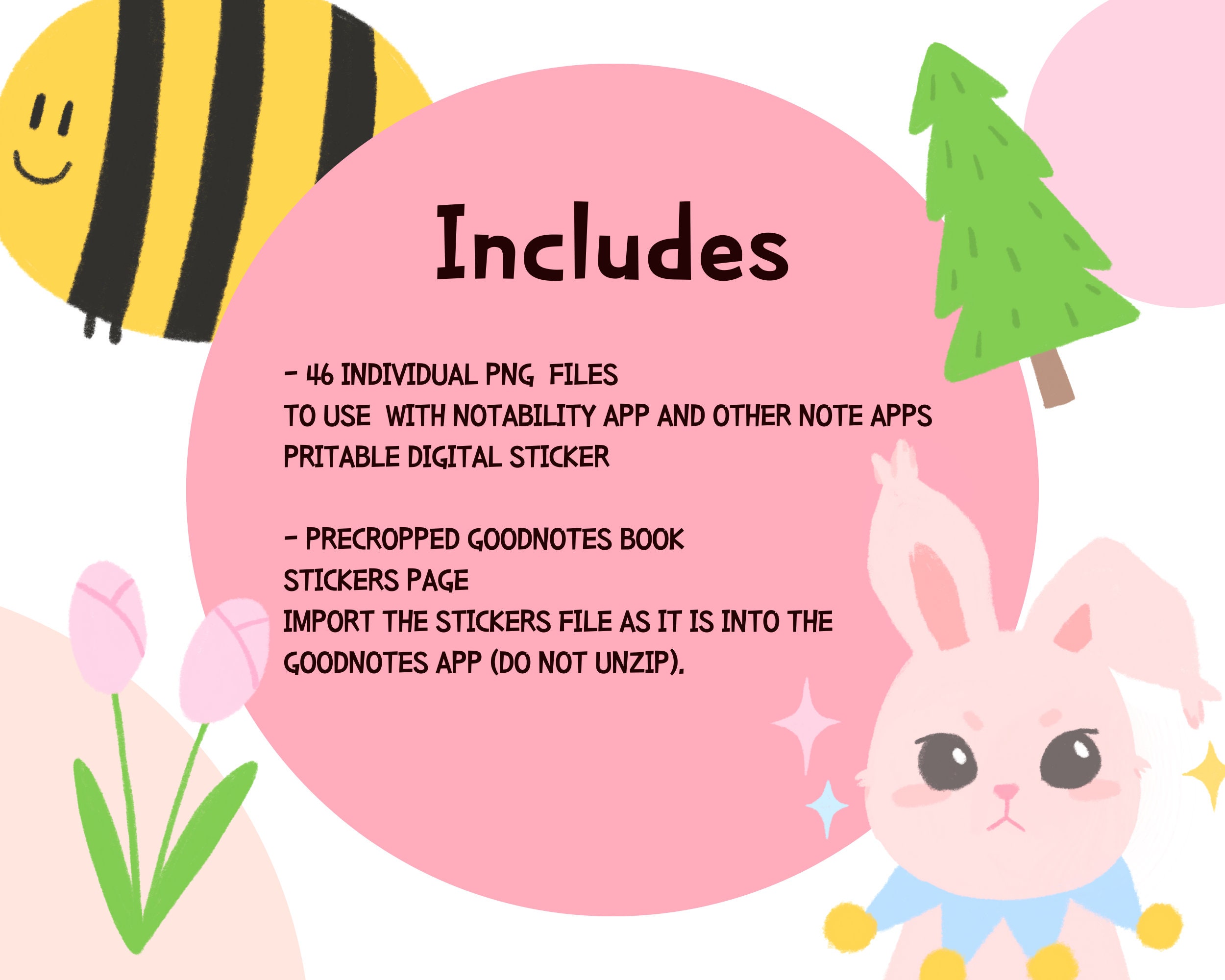 Cute Spring Digital Stickers | Planner Illustrations (goodnotes PNG) - Etsy