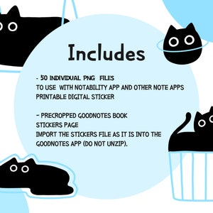 Black Cat Digital Sticker Pack | Cute Sticker | Planner Sticker ...