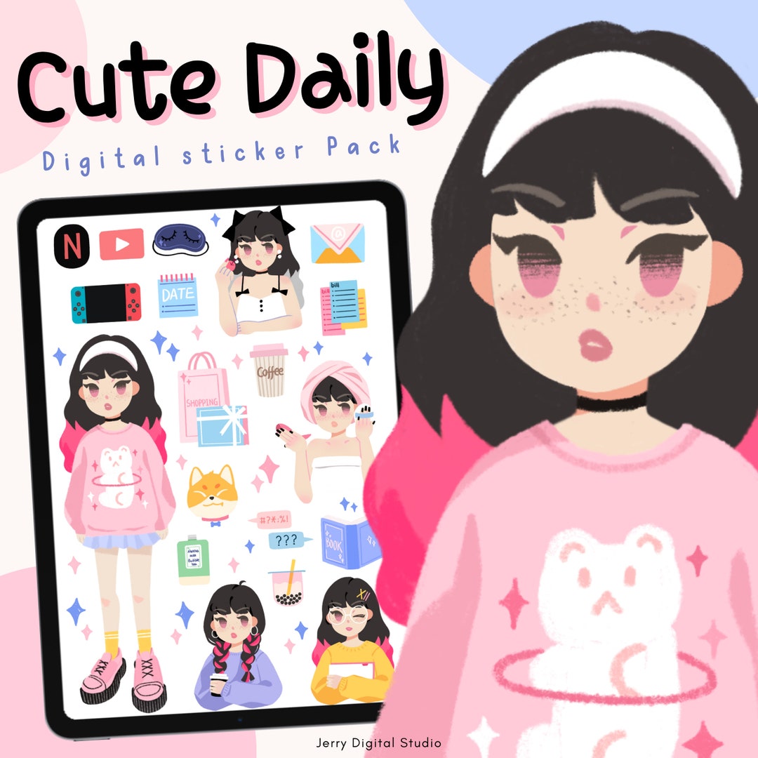 Cute Daily Sticker Pack |hand Drawn Goodnotes Sticker| Aesthetic | Cute ...