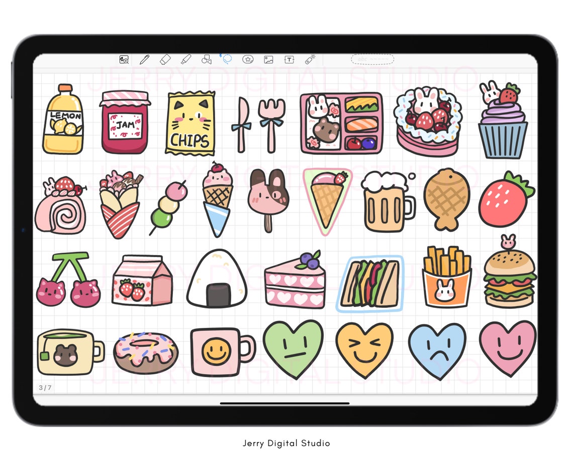 Kawaii Daily Digital Stickers goodnotes Digital Sticker cute - Etsy