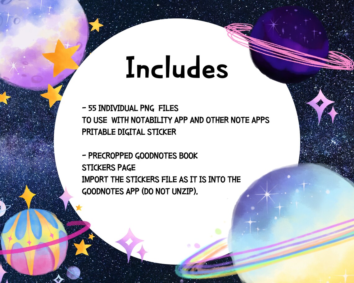 Watercolor Planet Digital Stickers Pack goodnotes Digital - Etsy