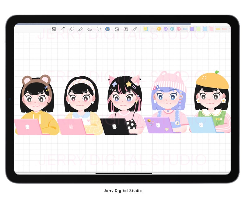 Kawaii Work Digital Stickers | Goodnotes Planner, iPad (PNG) - Etsy