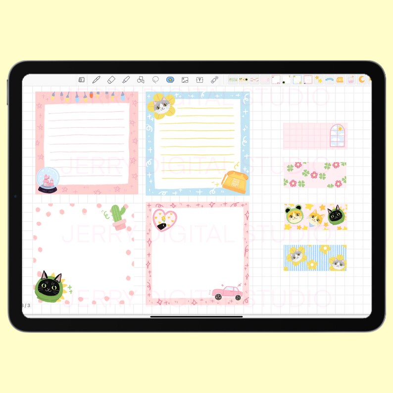 Cute Cat Digital Sticker Goodnotes Sticker digital Planner - Etsy