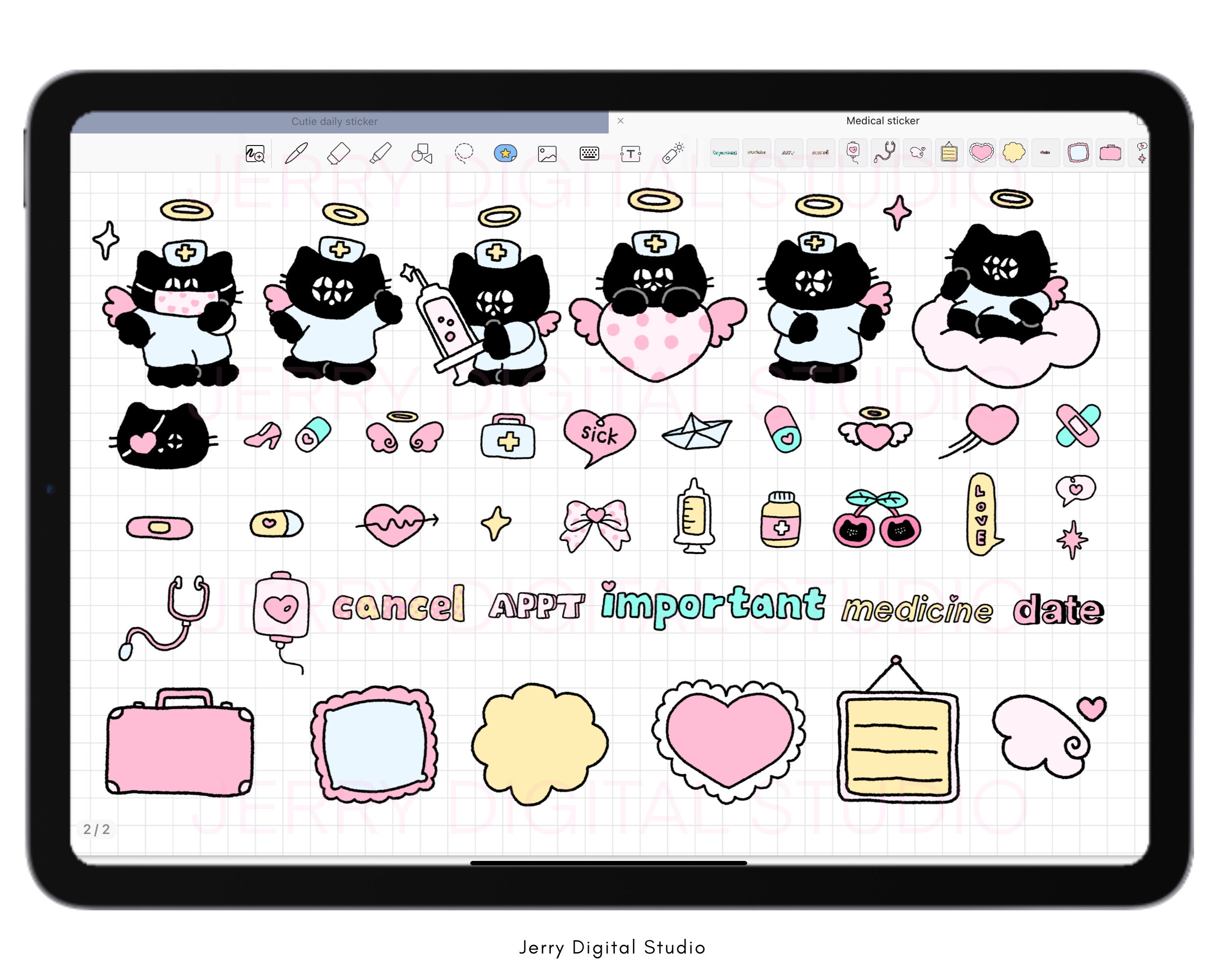 Medical Digital Stickers | Sick Day | Goodnotes Stickers | Cute Hand ...