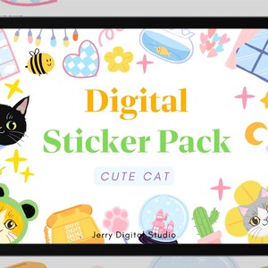 Cute Cat Digital Sticker Goodnotes Sticker digital Planner - Etsy