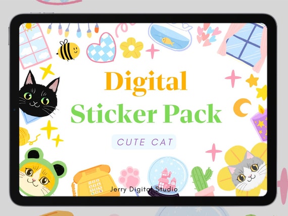 Cute Cat Digital Sticker Goodnotes Sticker digital Planner - Etsy
