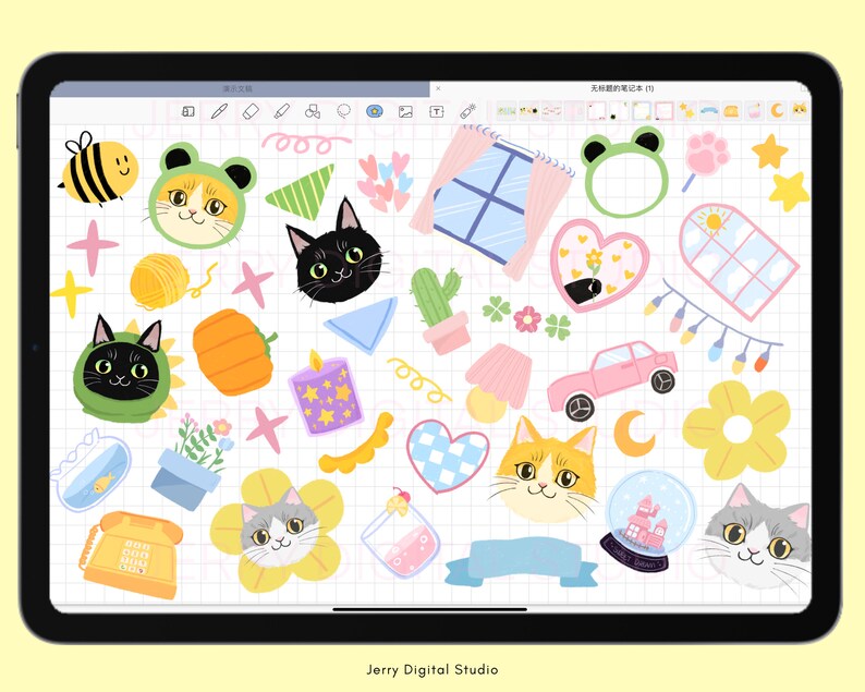 Cute Cat Digital Sticker | Goodnotes Sticker |digital Planner Sticker ...