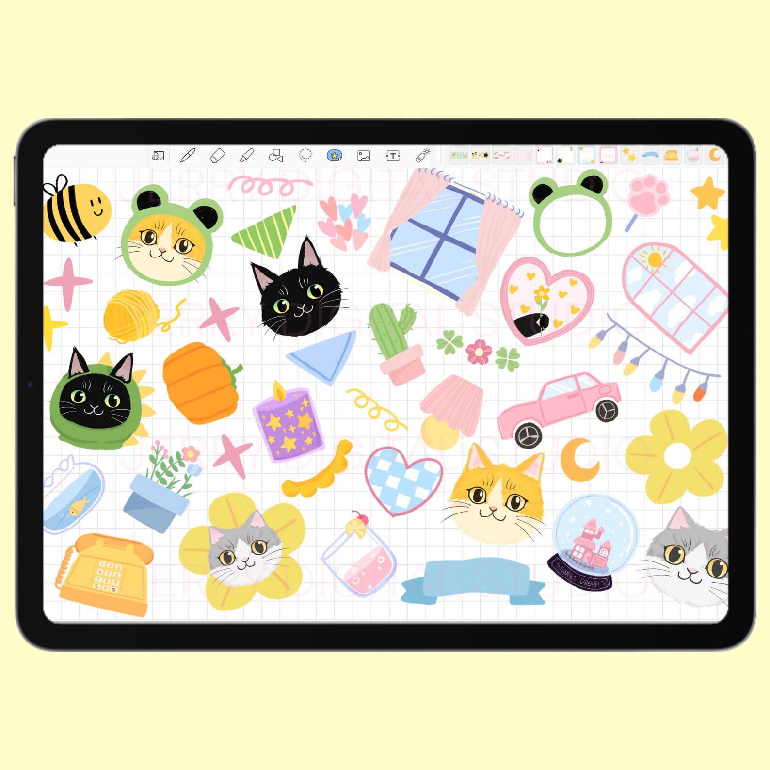 Cute Cat Digital Sticker Goodnotes Sticker digital Planner - Etsy