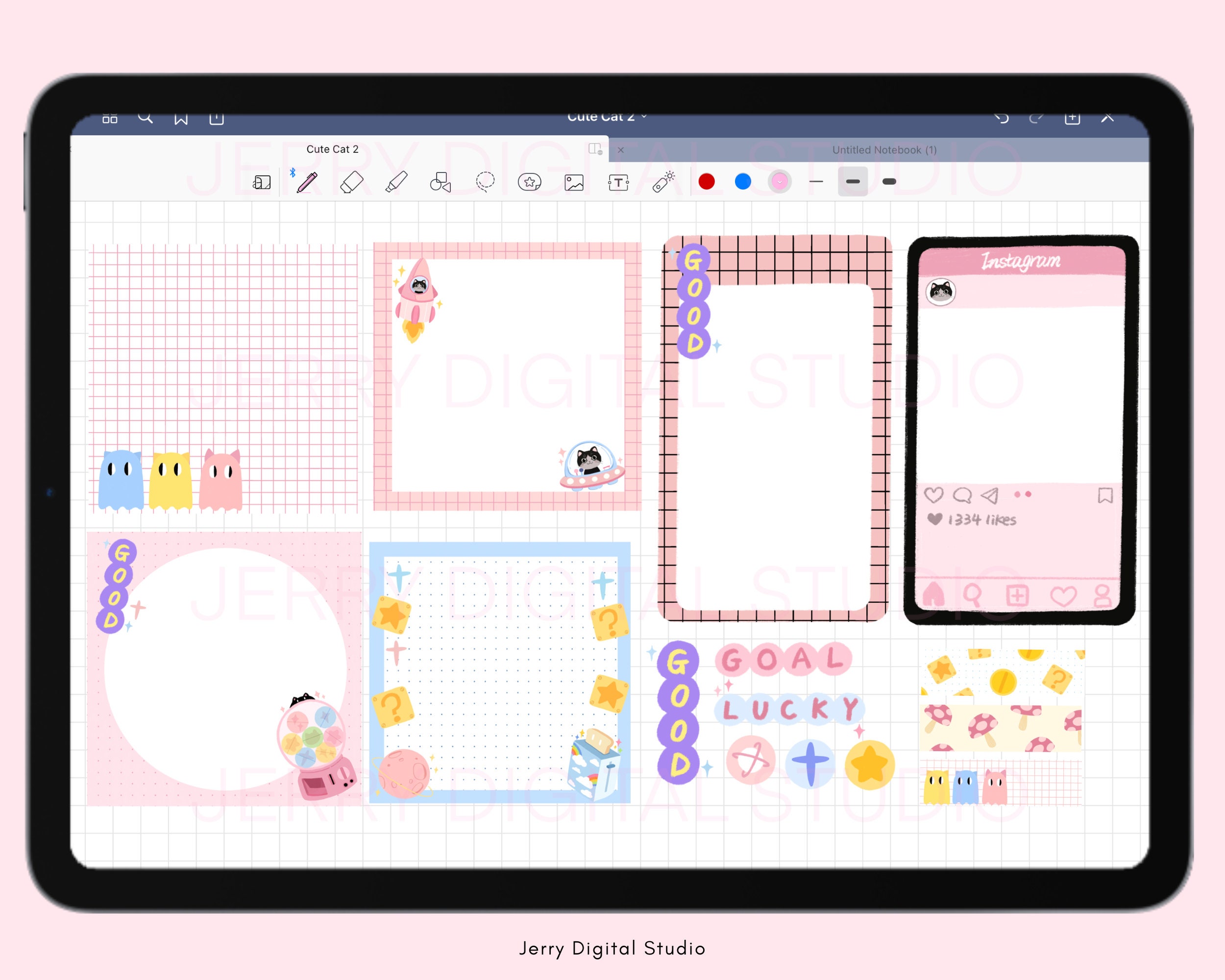 Cute Cat Digital Stickers | Kawaii Planner Stickers (PNG, Goodnotes) - Etsy