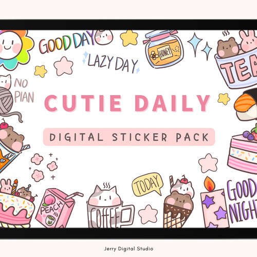 Cute Daily Digital Stickers goodnotes Digital Sticker kawaii - Etsy