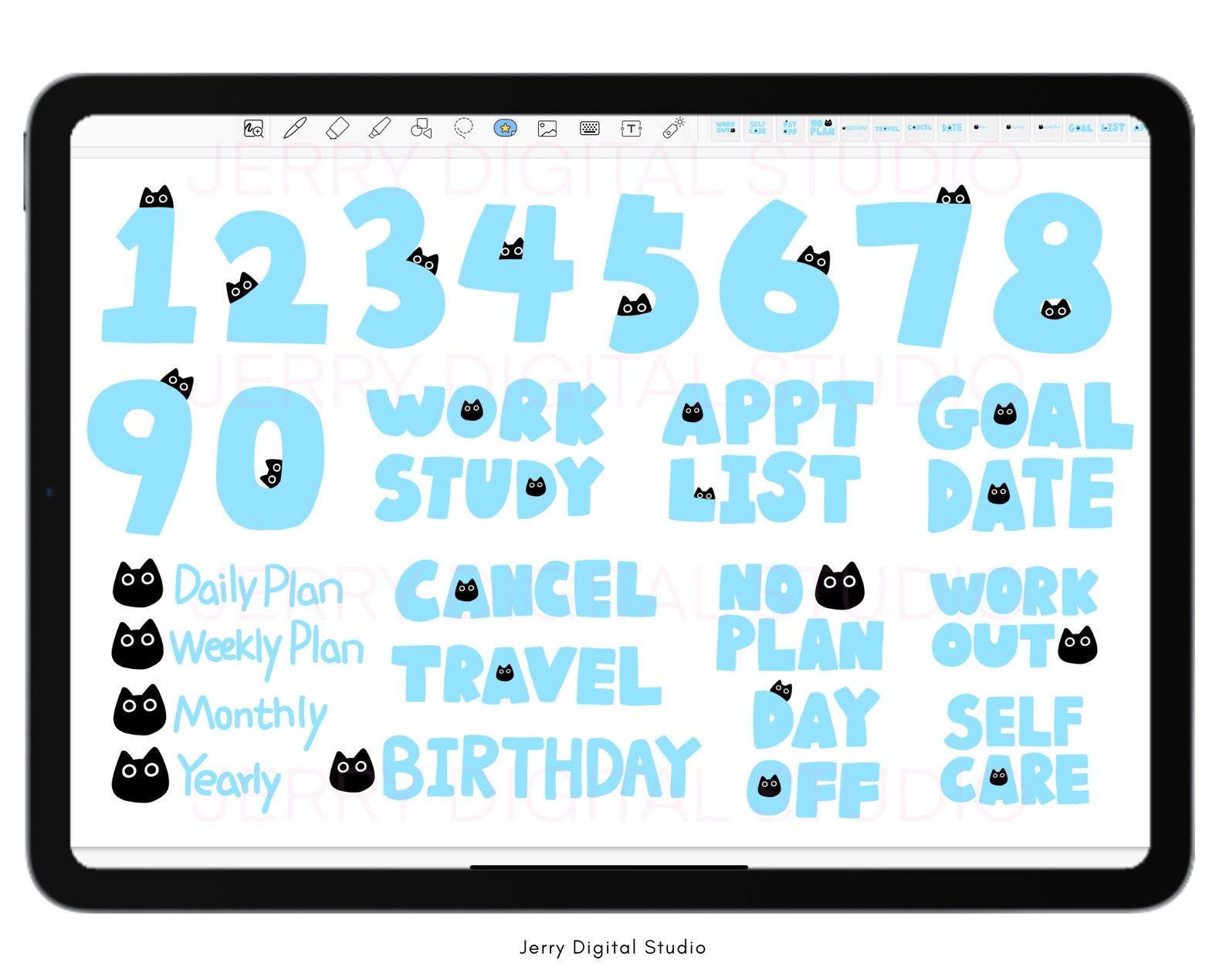 Black Cat Digital Sticker Pack | Kawaii Planner Stickers (goodnotes ...