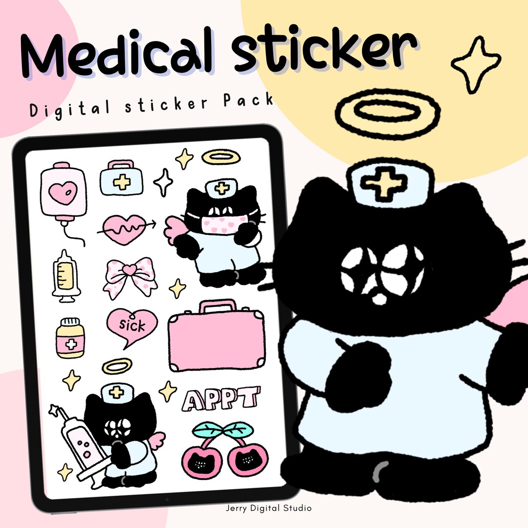 Medical Digital Stickers | Sick Day | Goodnotes Stickers | Cute Hand ...