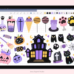 Halloween Digital Sticker Pack | Cute Girl Sticker | Goodnotes Sticker ...
