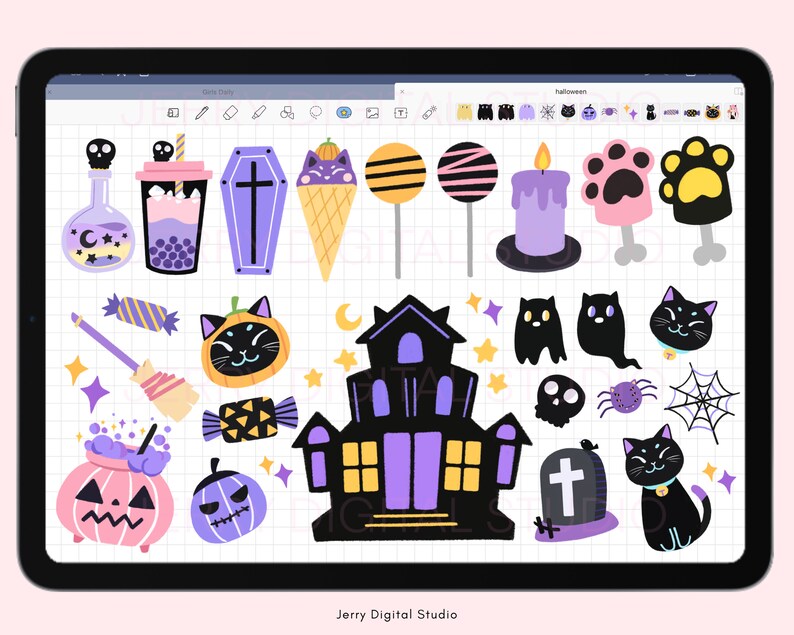Halloween Digital Sticker Pack | Cute Girl Sticker | Goodnotes Sticker ...