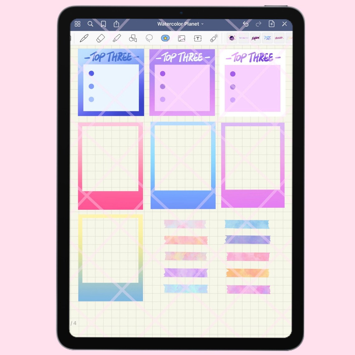 Watercolor Planet Digital Stickers Pack goodnotes Digital - Etsy