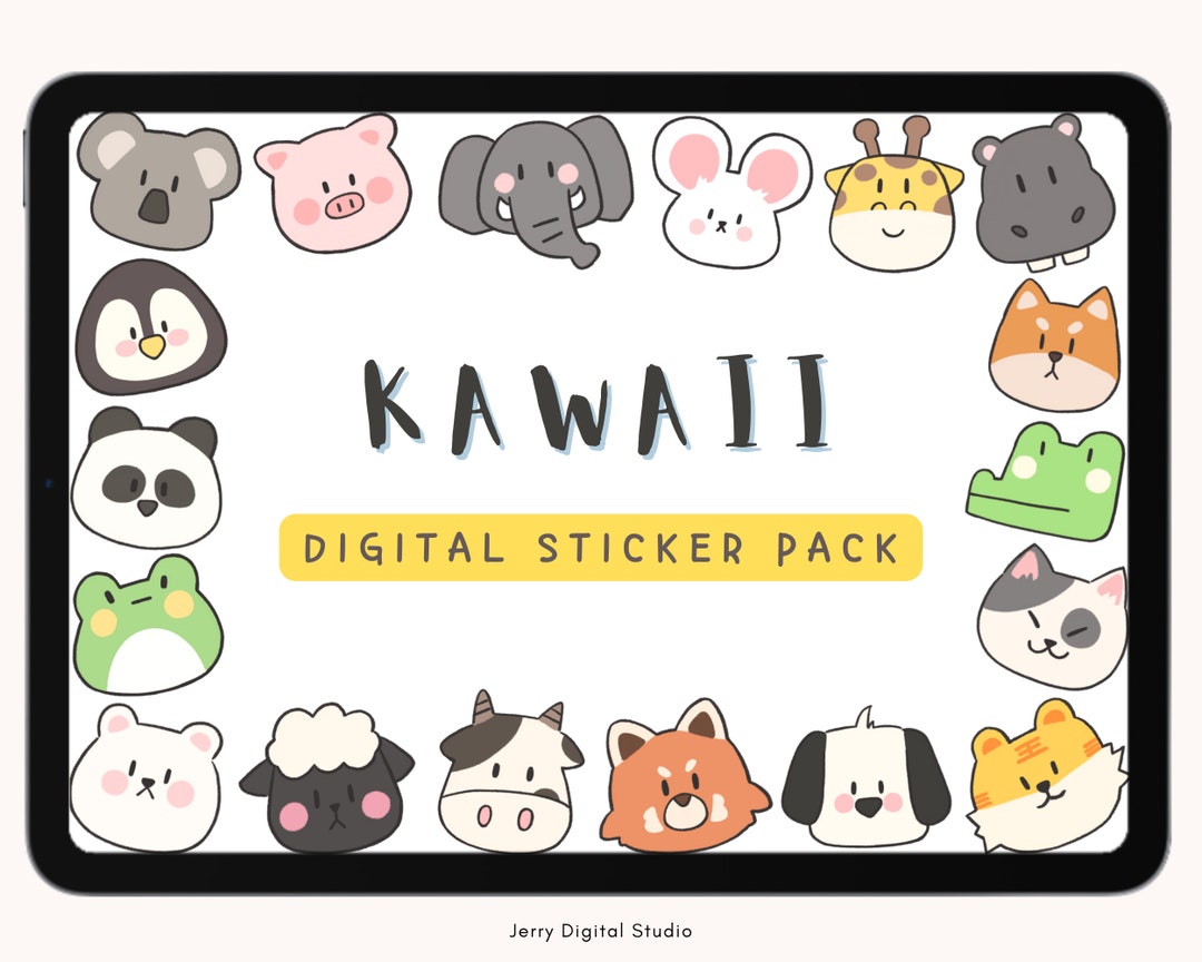 Kawaii Digital Sticker Pack Cute Sticker Animal Stickers - Etsy