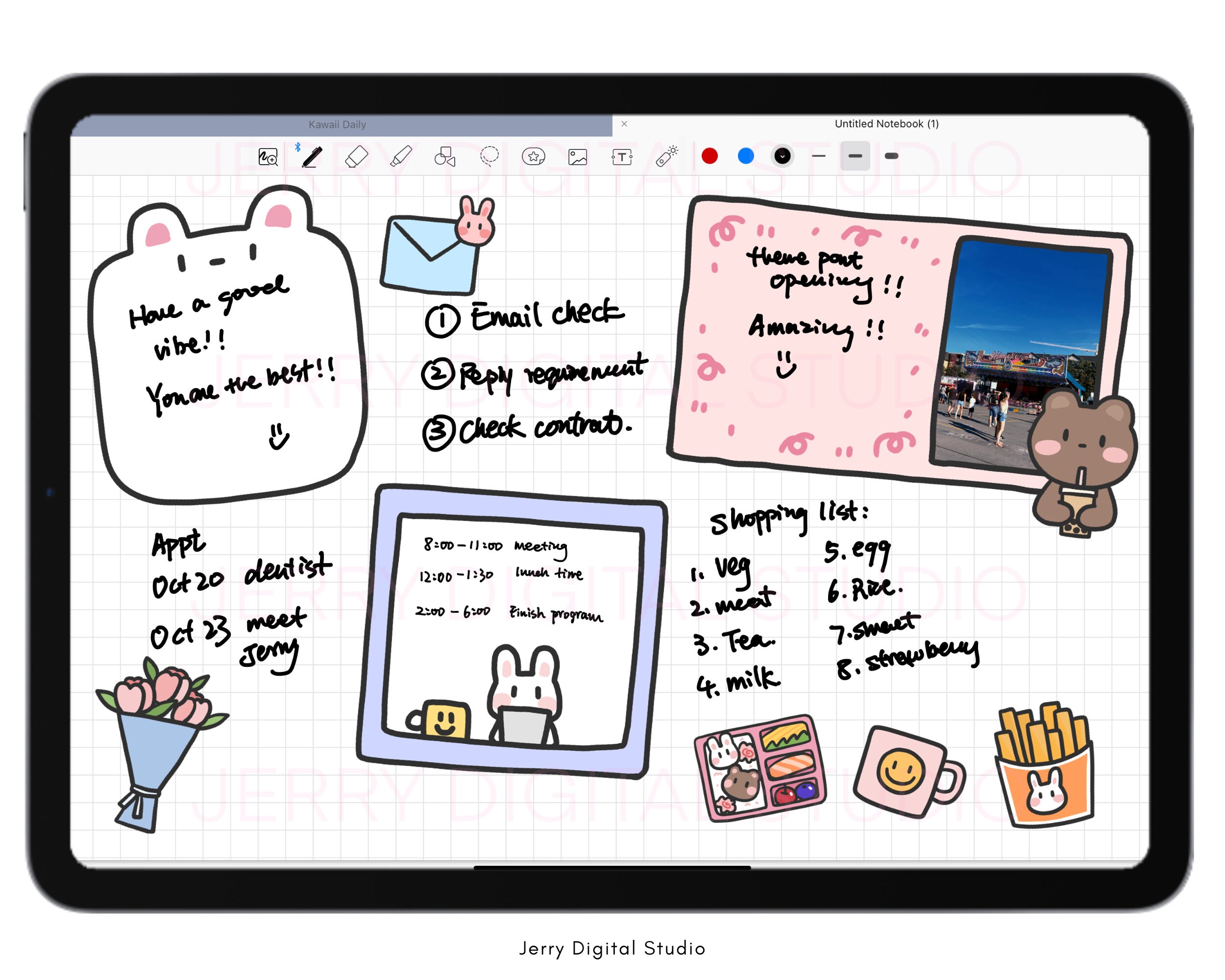 Kawaii Daily Digital Stickers goodnotes Digital Sticker cute - Etsy