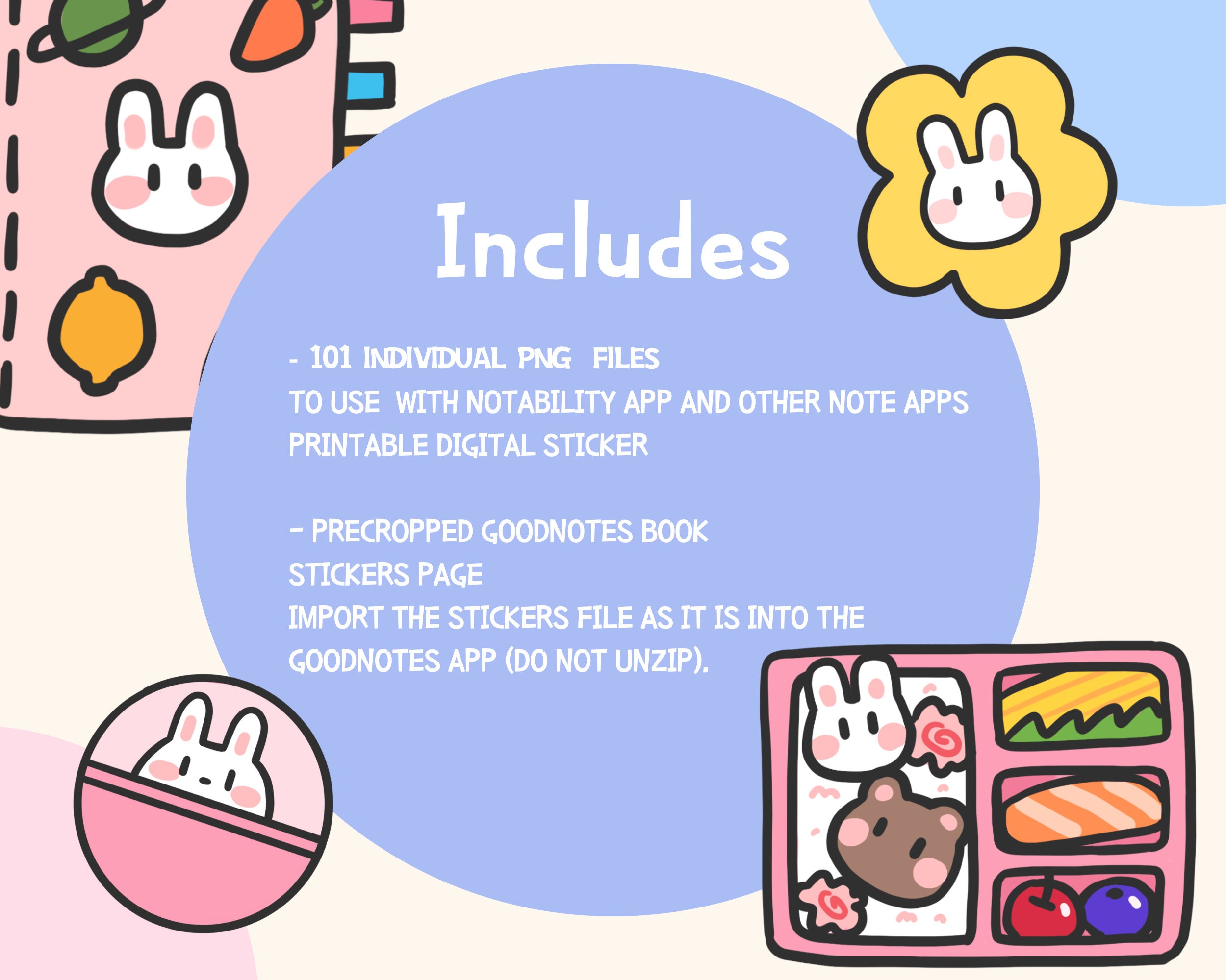 Kawaii Daily Digital Stickers goodnotes Digital Sticker cute - Etsy