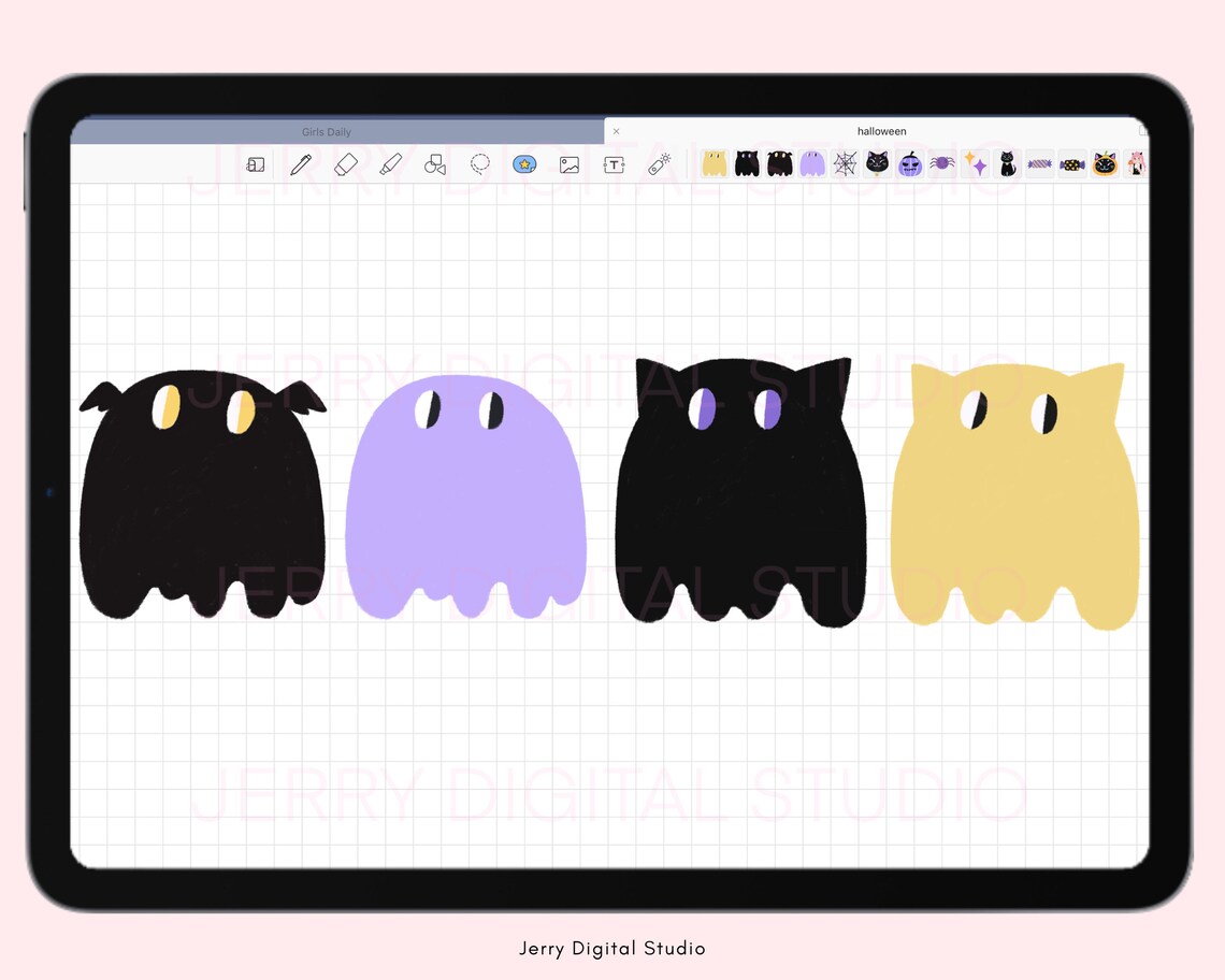 Halloween Digital Sticker Pack | Cute Girl Sticker | Goodnotes Sticker ...