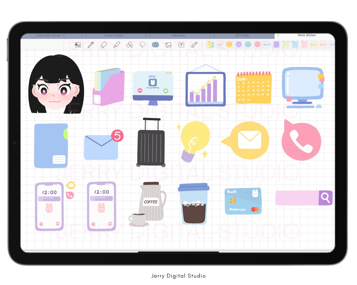 Work Digital Stickers Goodnotes Sticker Cute Sticker - Etsy