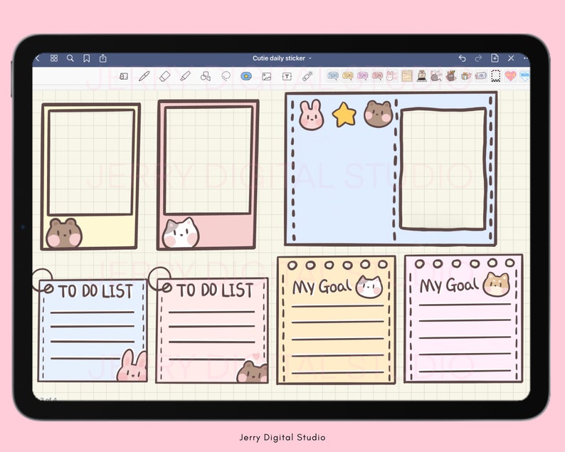 Cute Daily Planner Stickers | Kawaii Digital Stickers (PNG, Goodnotes ...