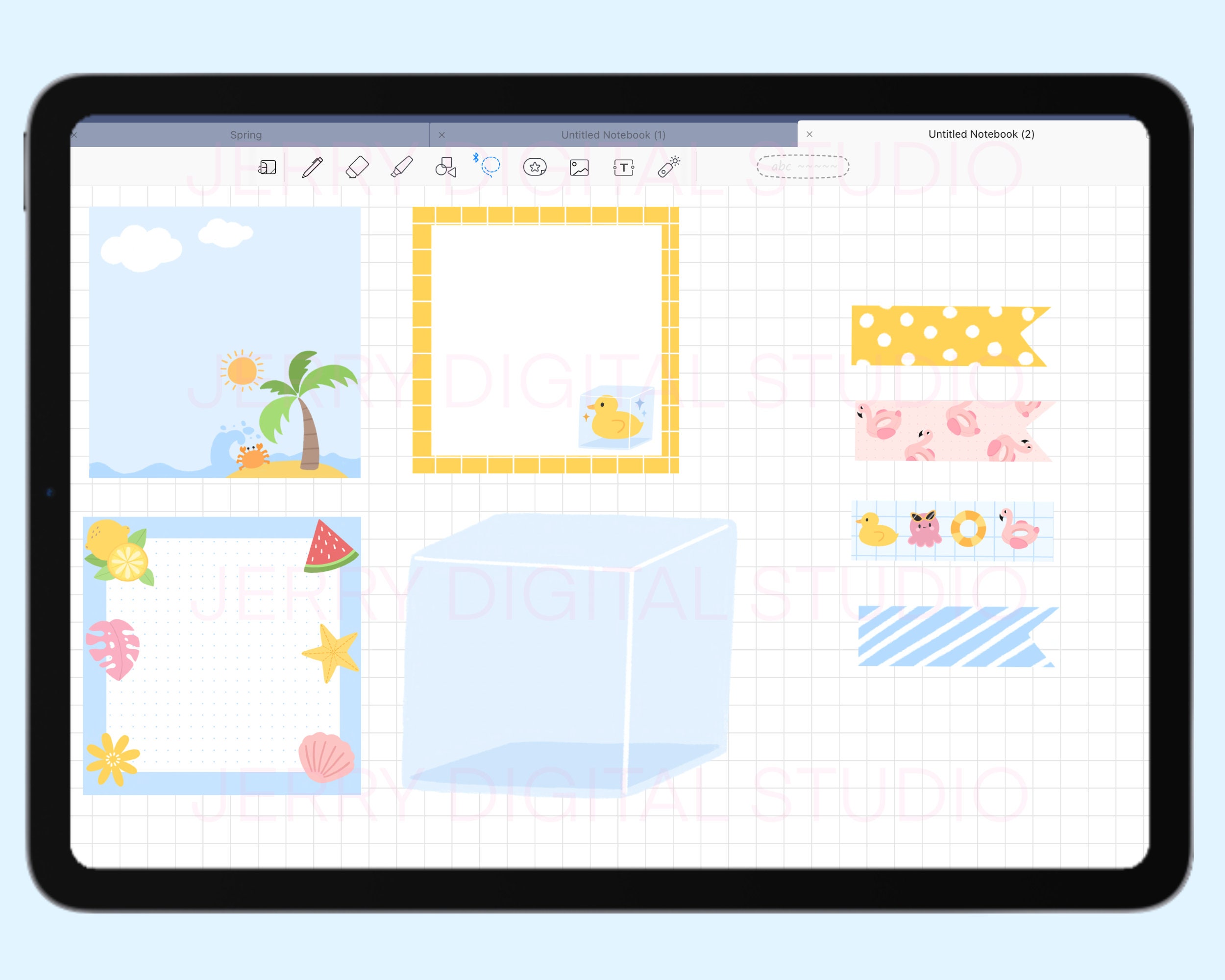 Cute Summer Digital Sticker Book | Goodnotes Planner (45 Stickers) - Etsy