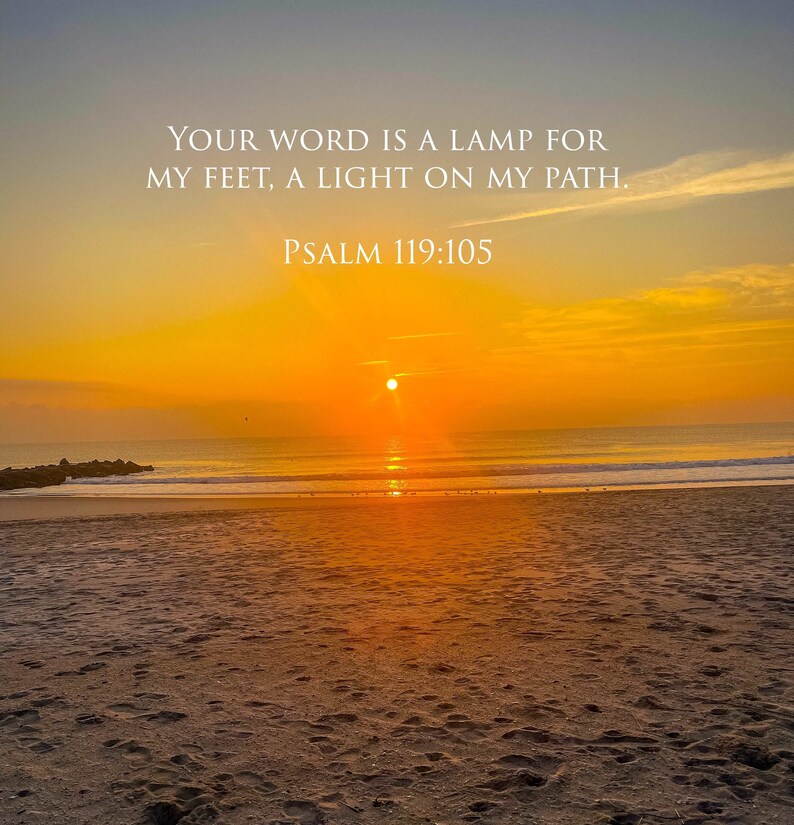 Christian Beach Sunset Picture/photography/artwork- Psalm 119:105 - Etsy