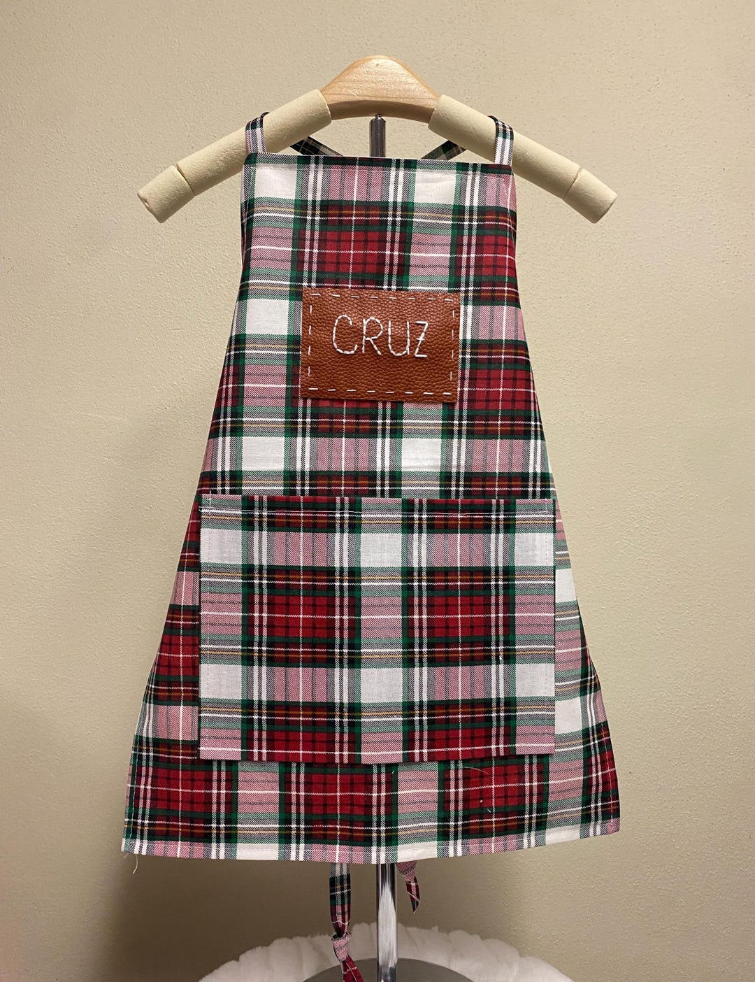 PERSONALIZED Hand-embroidered Christmas Plaid Chef Apron for Kids and ...