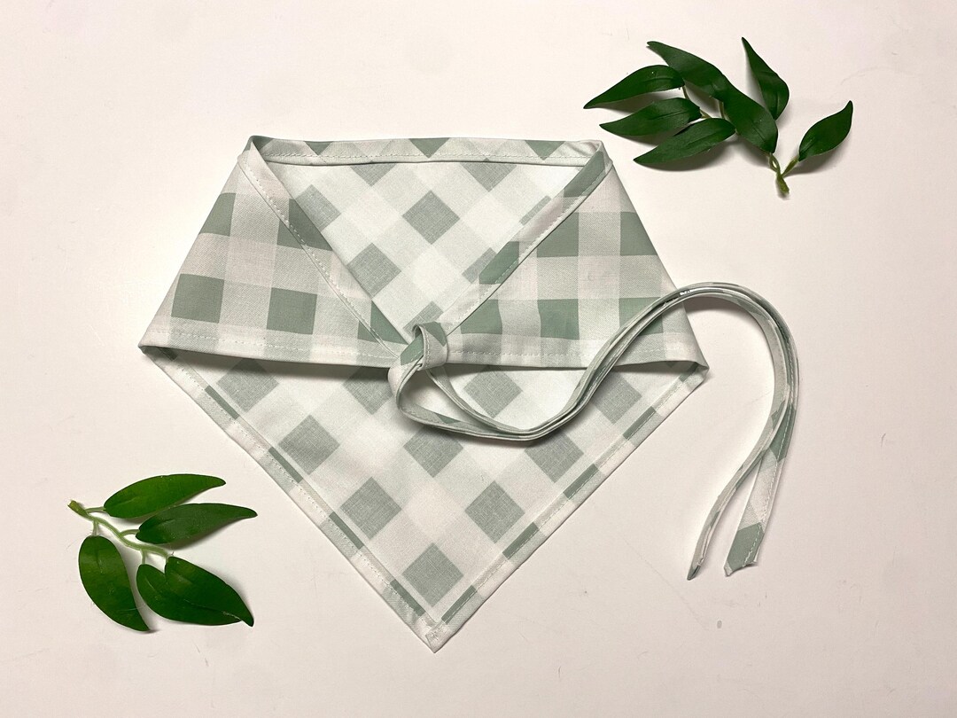 Handmade Sage Green Gingham Hair Kerchief: Cotton Checkered Bandana - Etsy