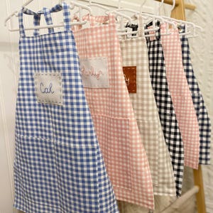 NEW COLORS! Personalized Hand-embroidered Name HANDMADE Apron for Kids ...