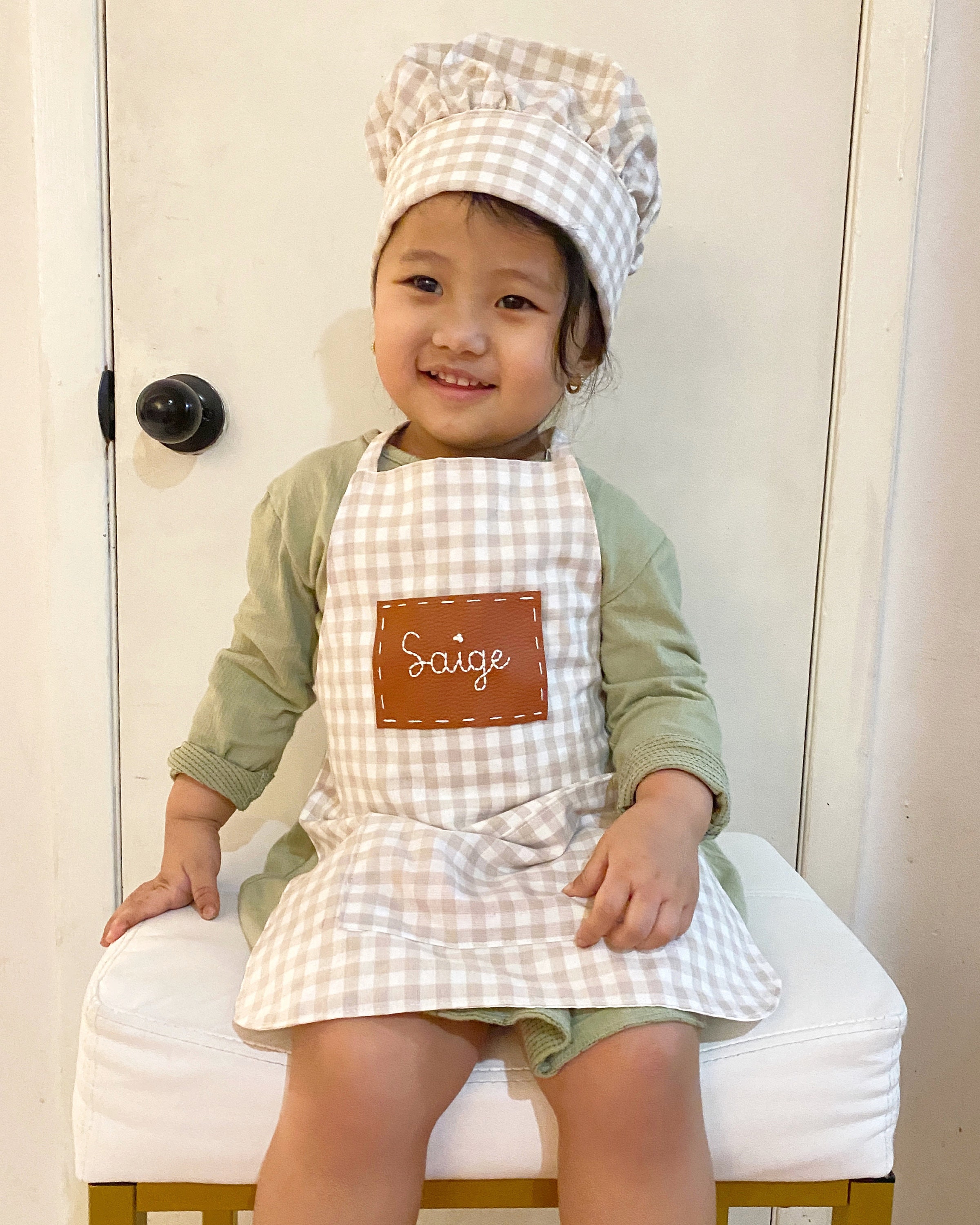 Kids Gingham Chef Hat. Play Kitchen Accessories. Toddler Birthday Gift ...