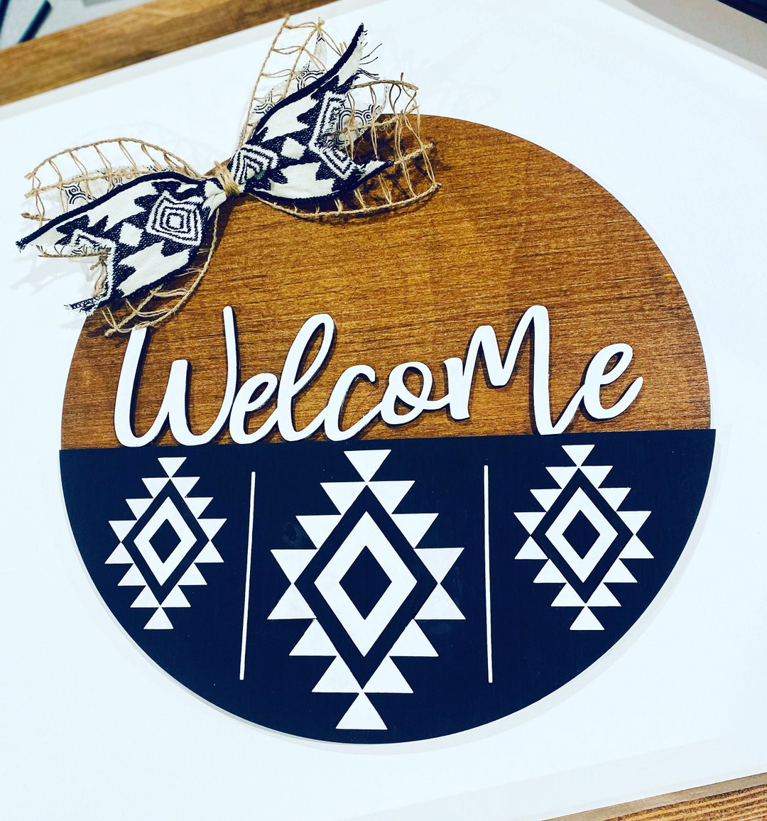 Aztec Welcome Door Hanger - Etsy