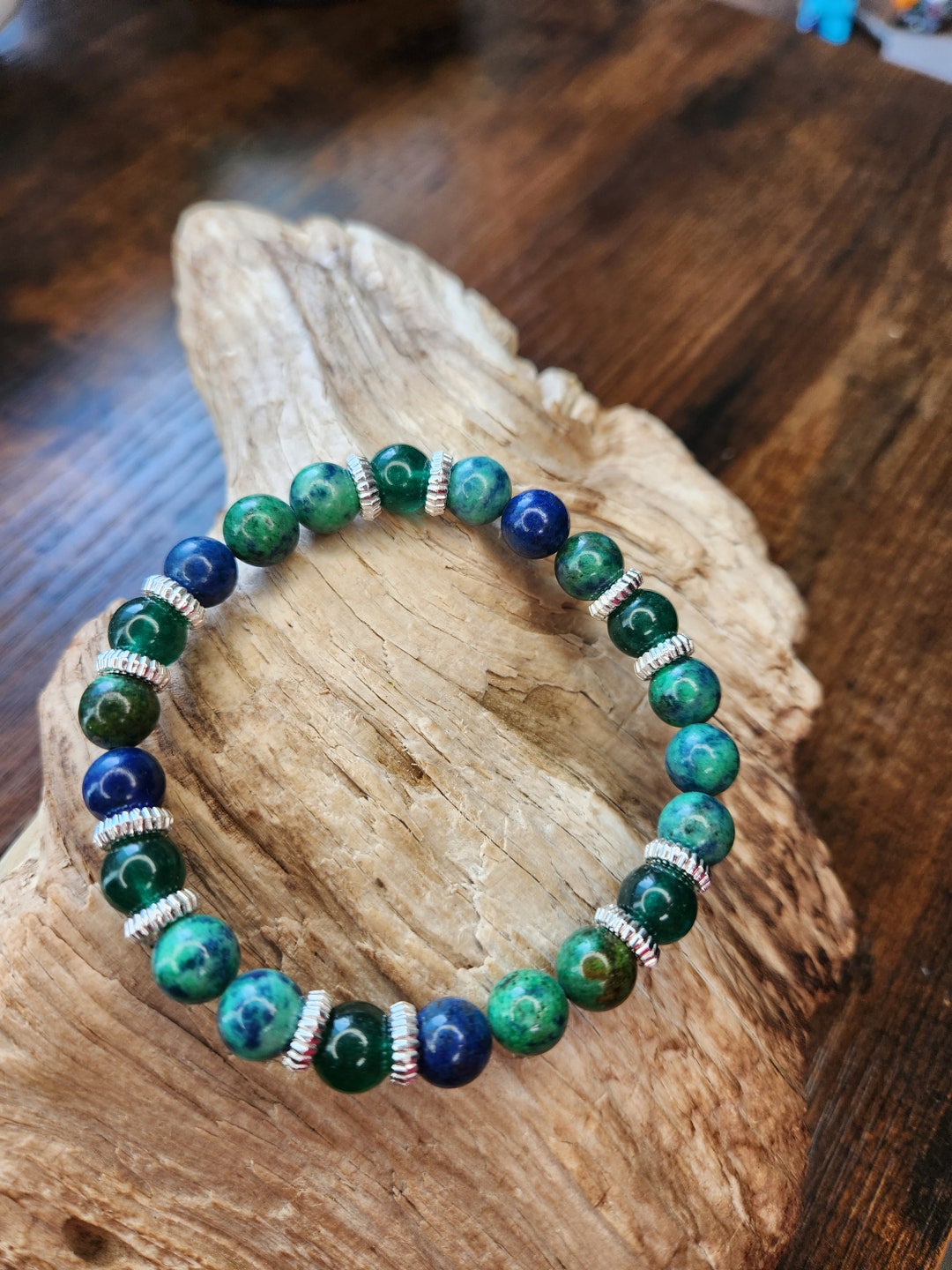 Handmade Azurite Bracelet, Jade Bracelet, Handmade Gemstone Jewelry ...