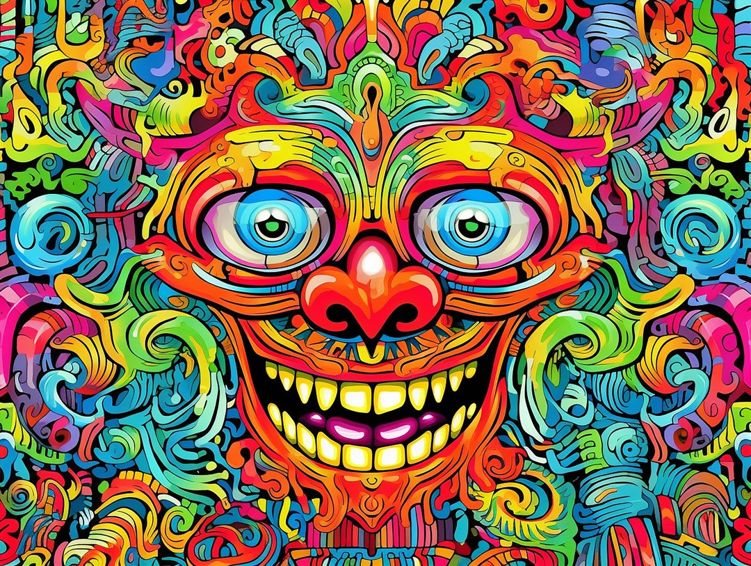 Psychedelic Monster Face Digital File, Home Decor, Art Design, Wall Art ...